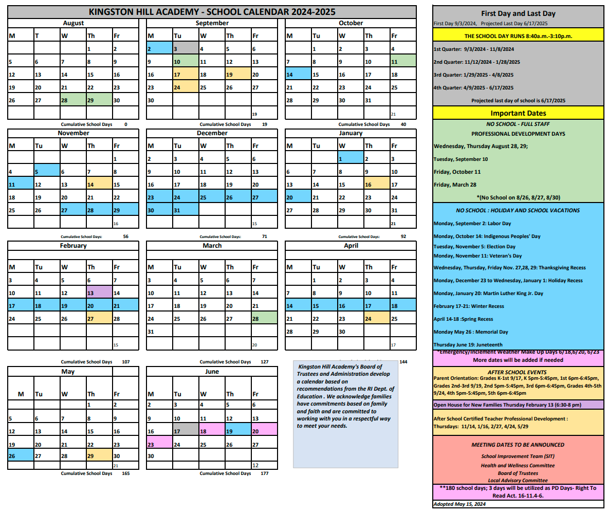 KHA Calendar – kingstonhill.org